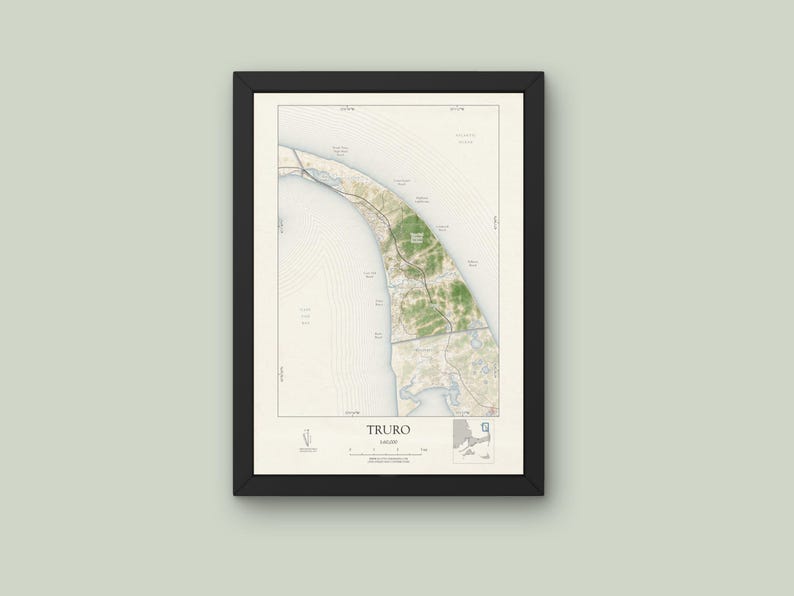 Truro Massachusetts Cape Cod Map Art Print Travel Poster VINTAGE or ...