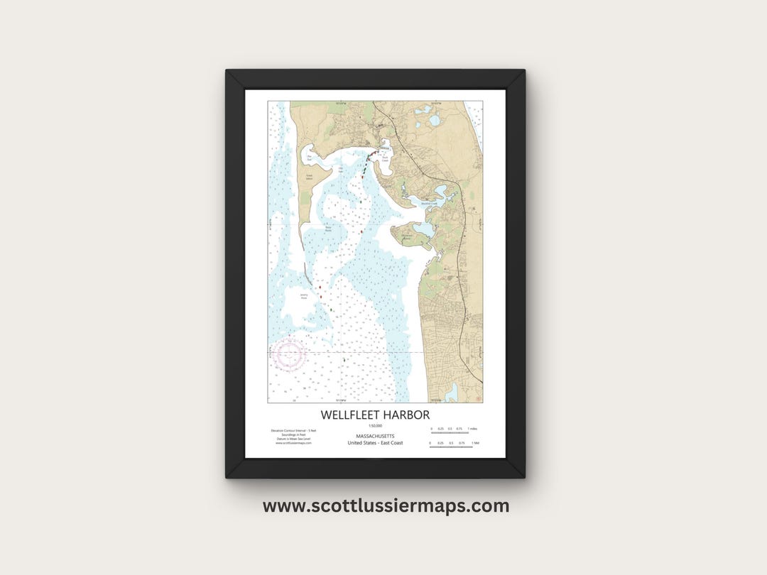 Wellfleet Harbor Cape Cod Map Art Print: Colorful Travel Wall Decor - Etsy