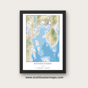 Map of Boothbay Harbor Maine Map Art Print Poster CHART or COASTAL ...