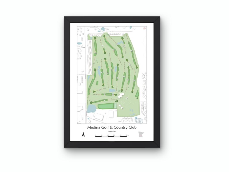 Medina Golf and Country Club, Minnesota, Course Map, Golf Theme Art ...