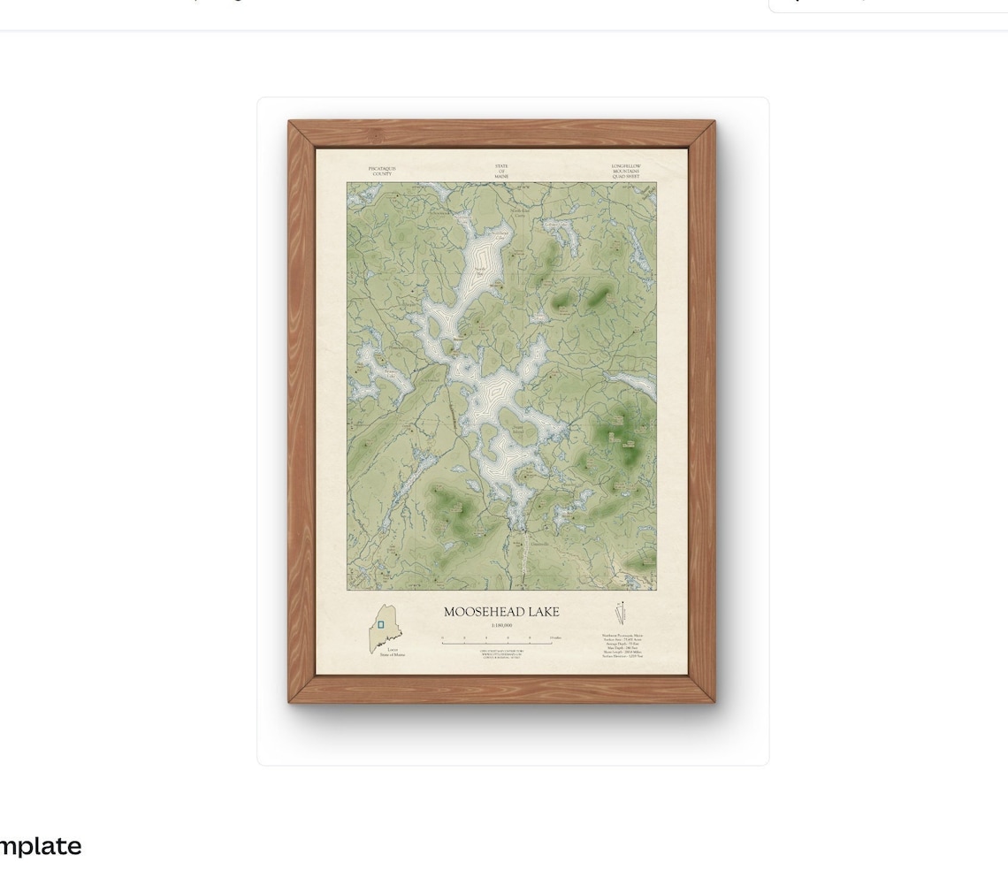 Moosehead Lake Maine Map Print - Etsy