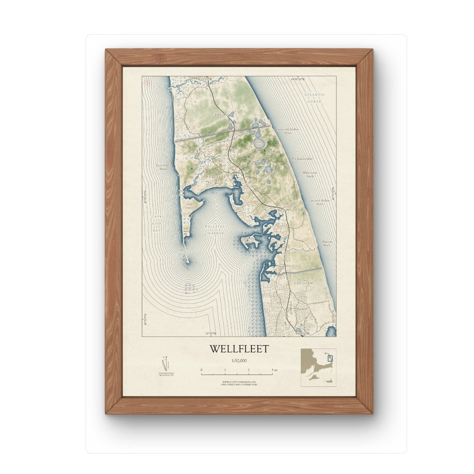 Wellfleet Map Cape Cod Print, Wellfleet MA Map Art, Wellfleet Vintage ...