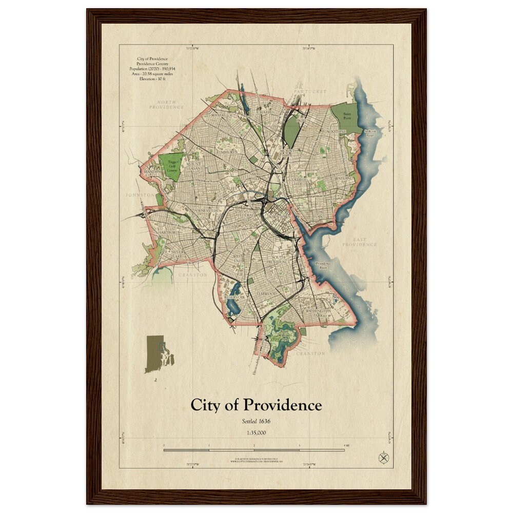 Map of Providence, RI Vintage Home Decor - Etsy