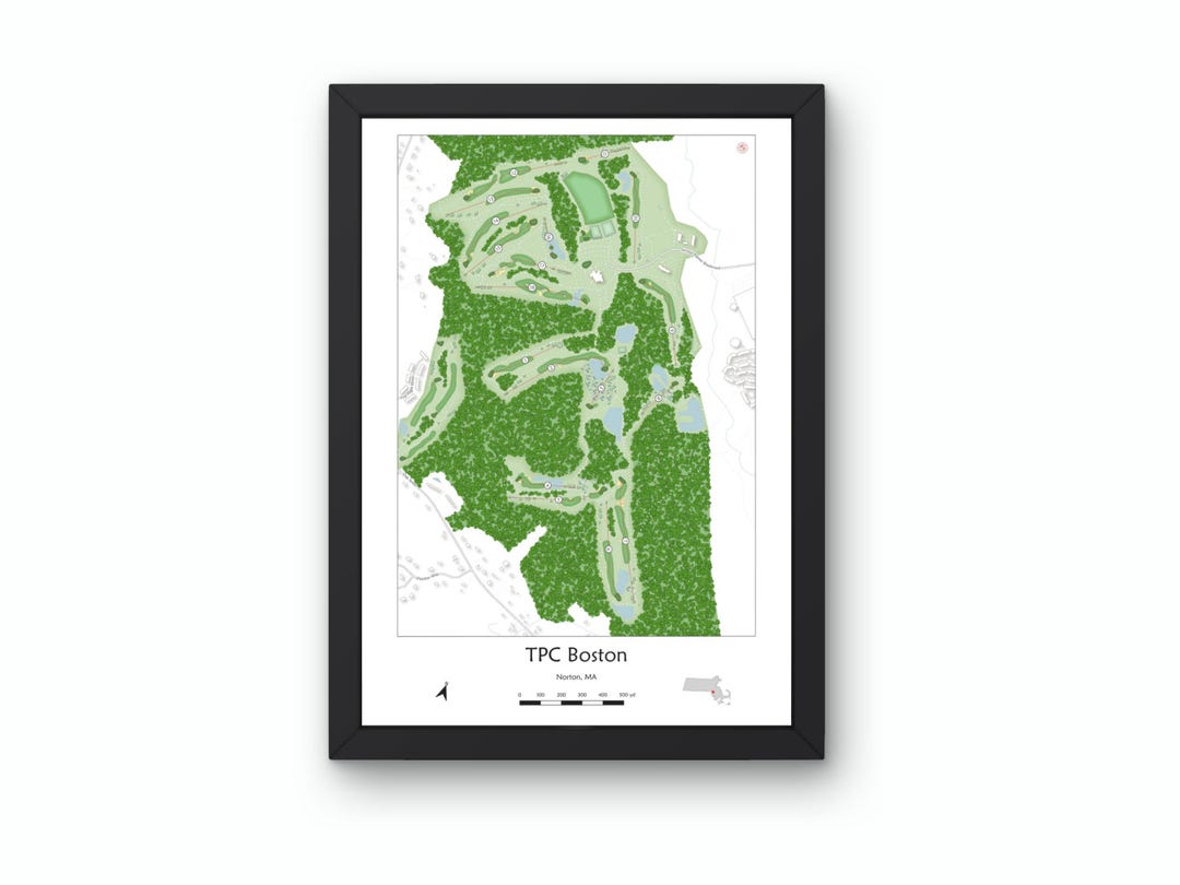 TPC Boston Golf Course Map, Golf Theme Art Print, Golf Gifts for Dad ...