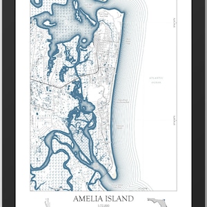 Amelia Island Map Art, Amelia Island FL Print, Map of Amelia Island Nautical Style, Amelia ...