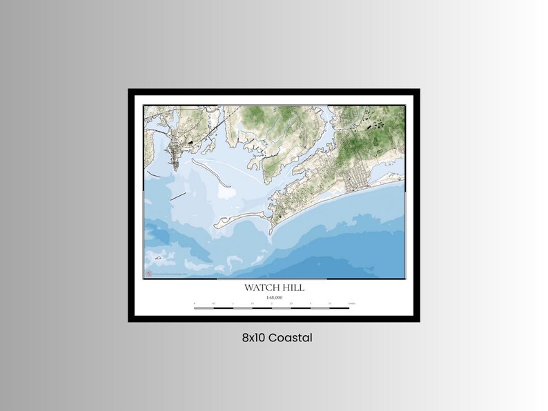 Map of Watch Hill Rhode Island Map Art Print: Coastal Travel Decor ...
