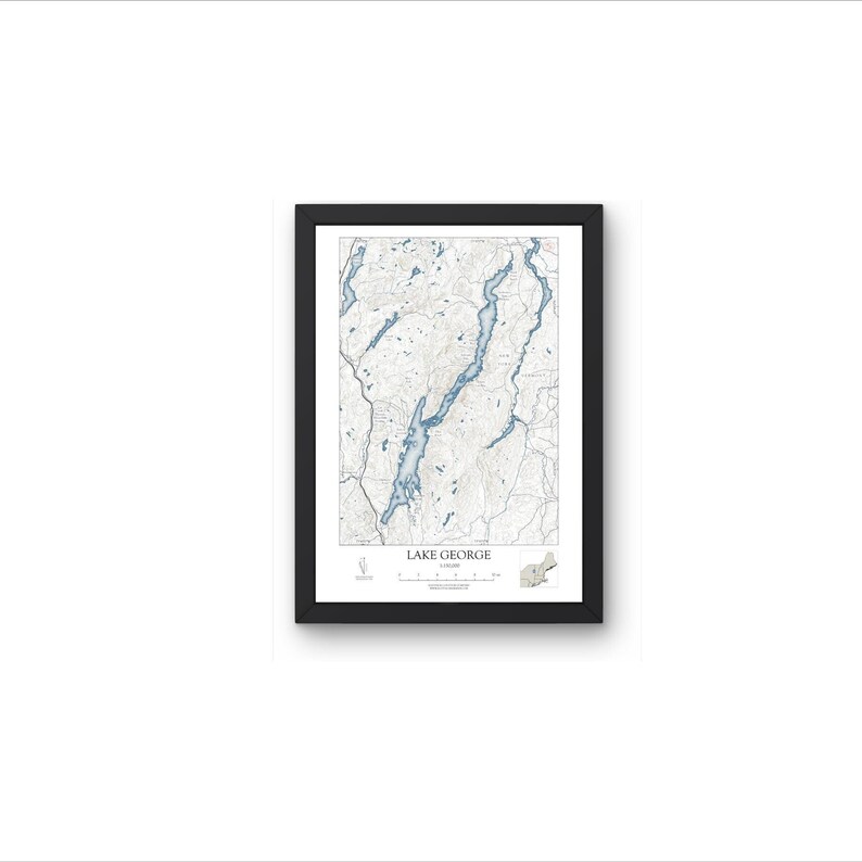Lake George Map NAUTICAL NY Print Art Wall Decor Travel Memory ...