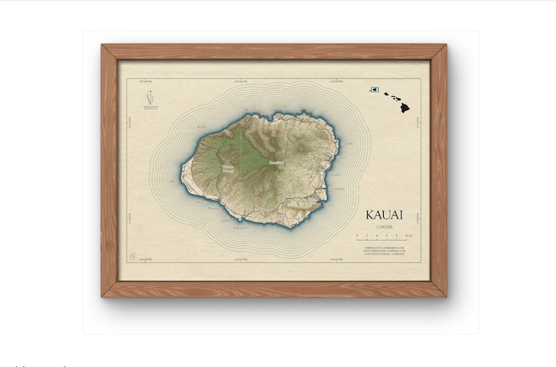 Kauai Map, Kauai Hawaii, Kauai Island Map, Kauai Print, Kauai Art ...