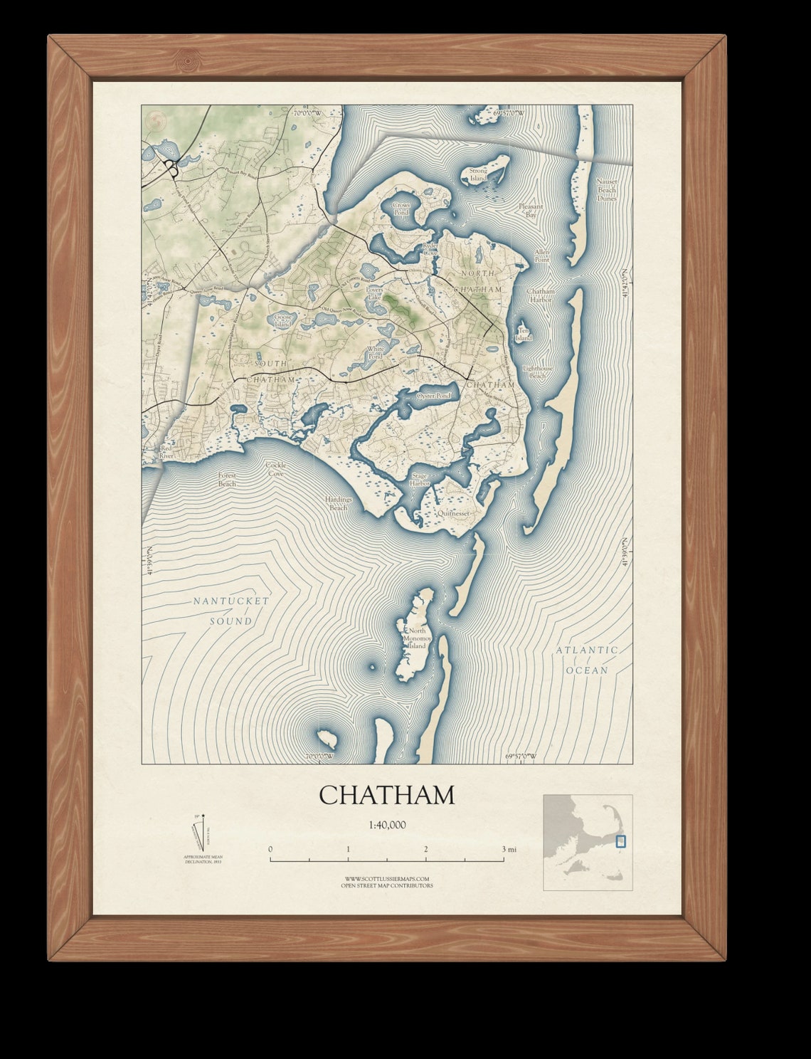 Chatham Map Art, Chatham Cape Cod Print, Map of Chatham Vintage Style ...