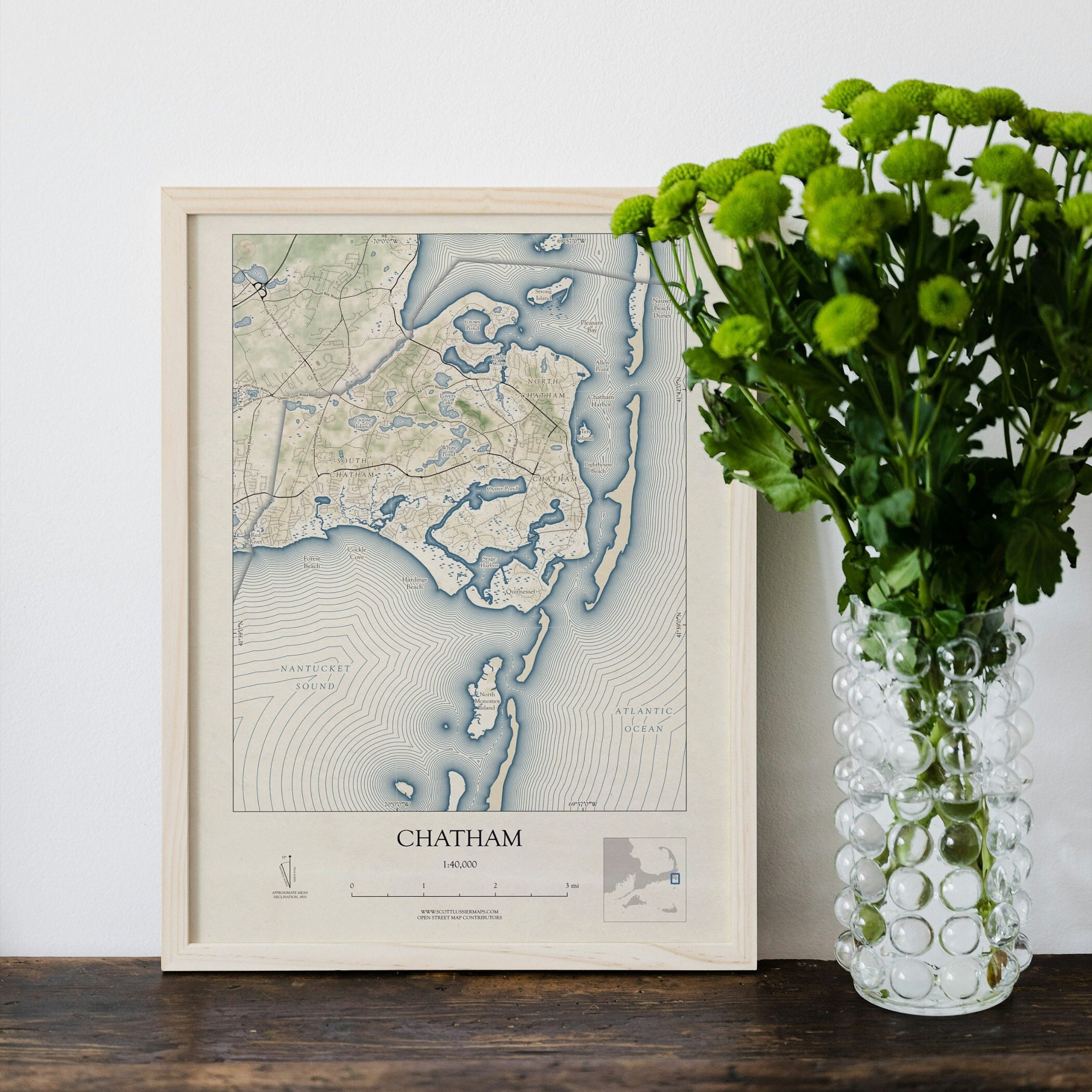 Chatham Map Art, Chatham Cape Cod Print, Map of Chatham Vintage Style ...