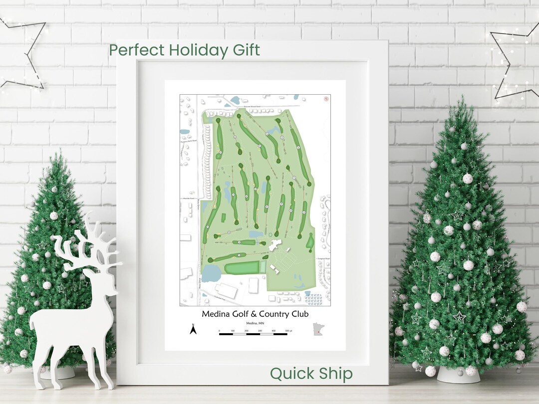 Medina Golf and Country Club, Minnesota, Course Map, Golf Theme Art ...