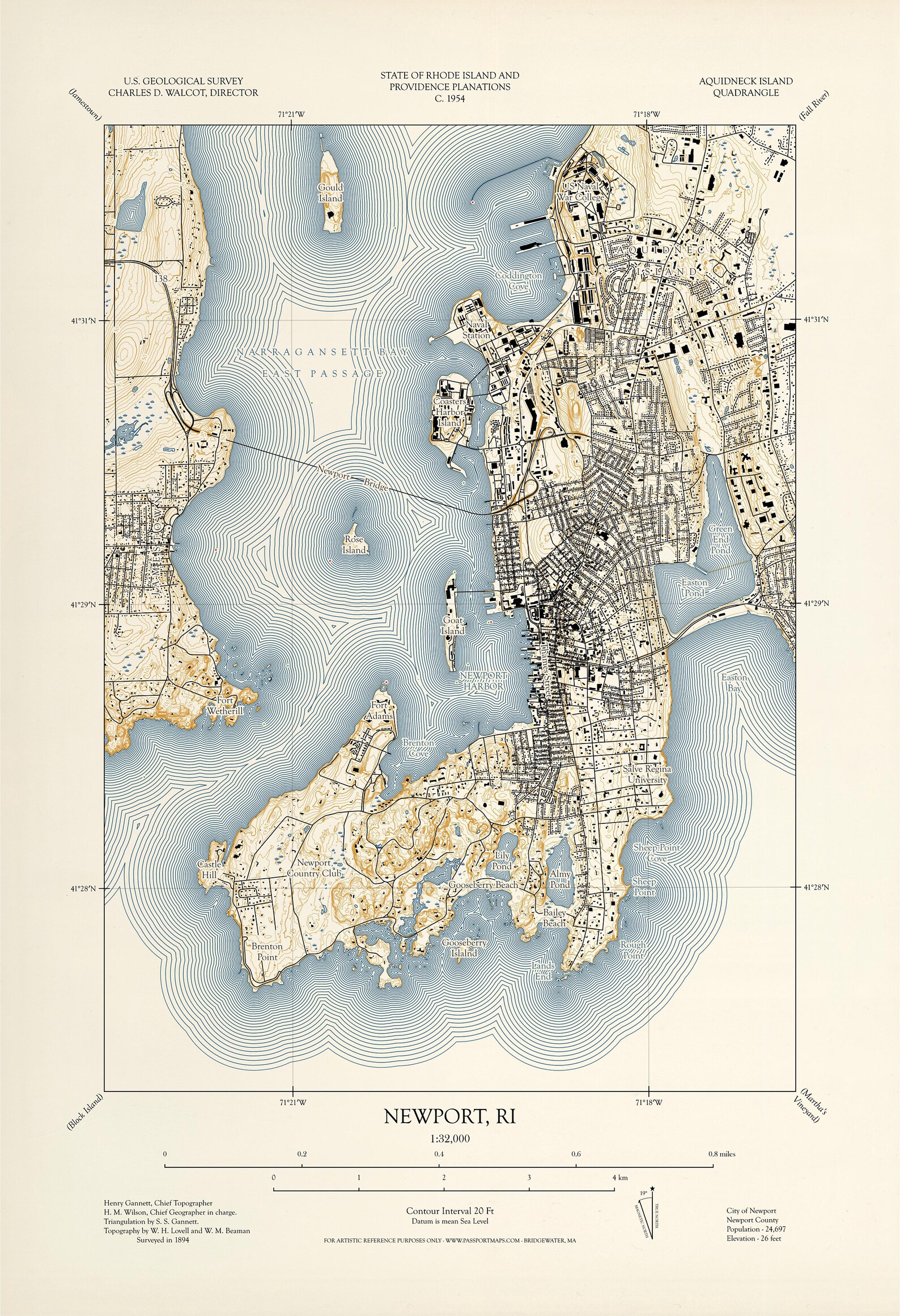 Classic Topo Style Map of Newport RI - Etsy