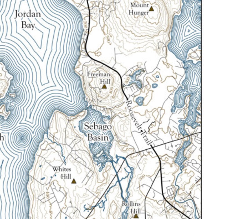 Sebago Lake Map, Sebago Lake, Maine Print, Sebago Lake Art, Sebago Lake ...