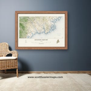 Kennebunkport Map VINTAGE Maine ME Print Art Wall Decor Travel Memory ...
