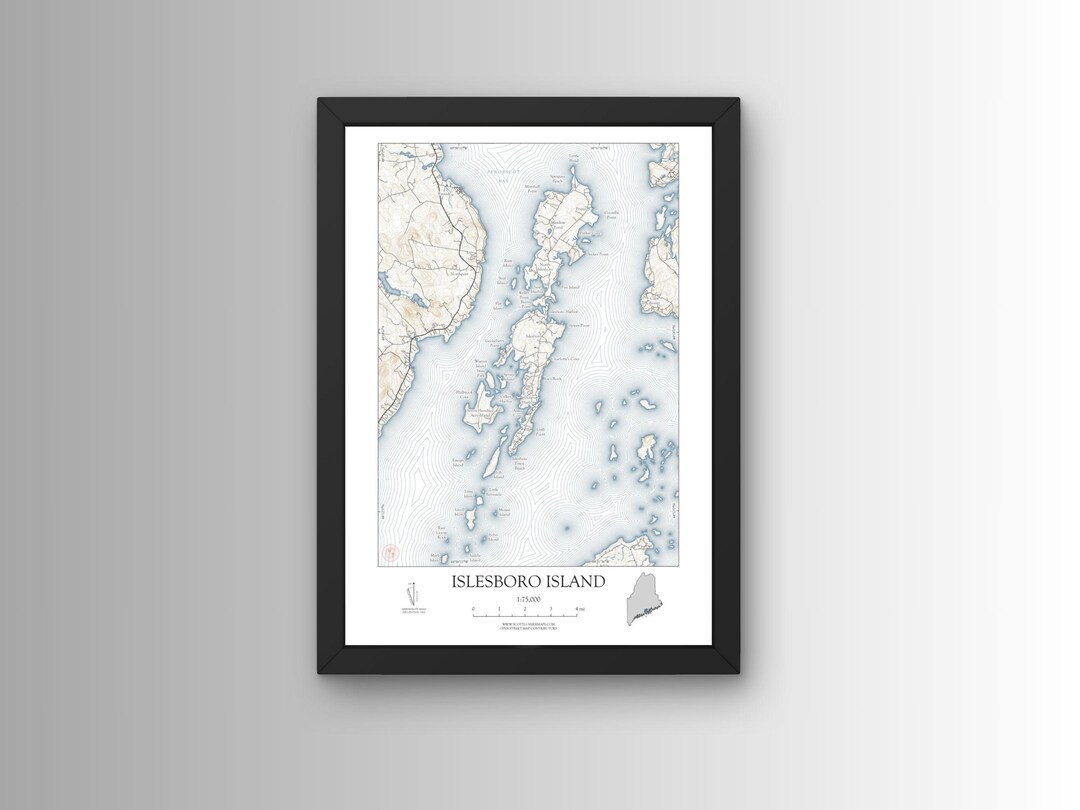 Islesboro Island Map Maine NAUTICAL Print Art Wall Decor Travel Memory ...
