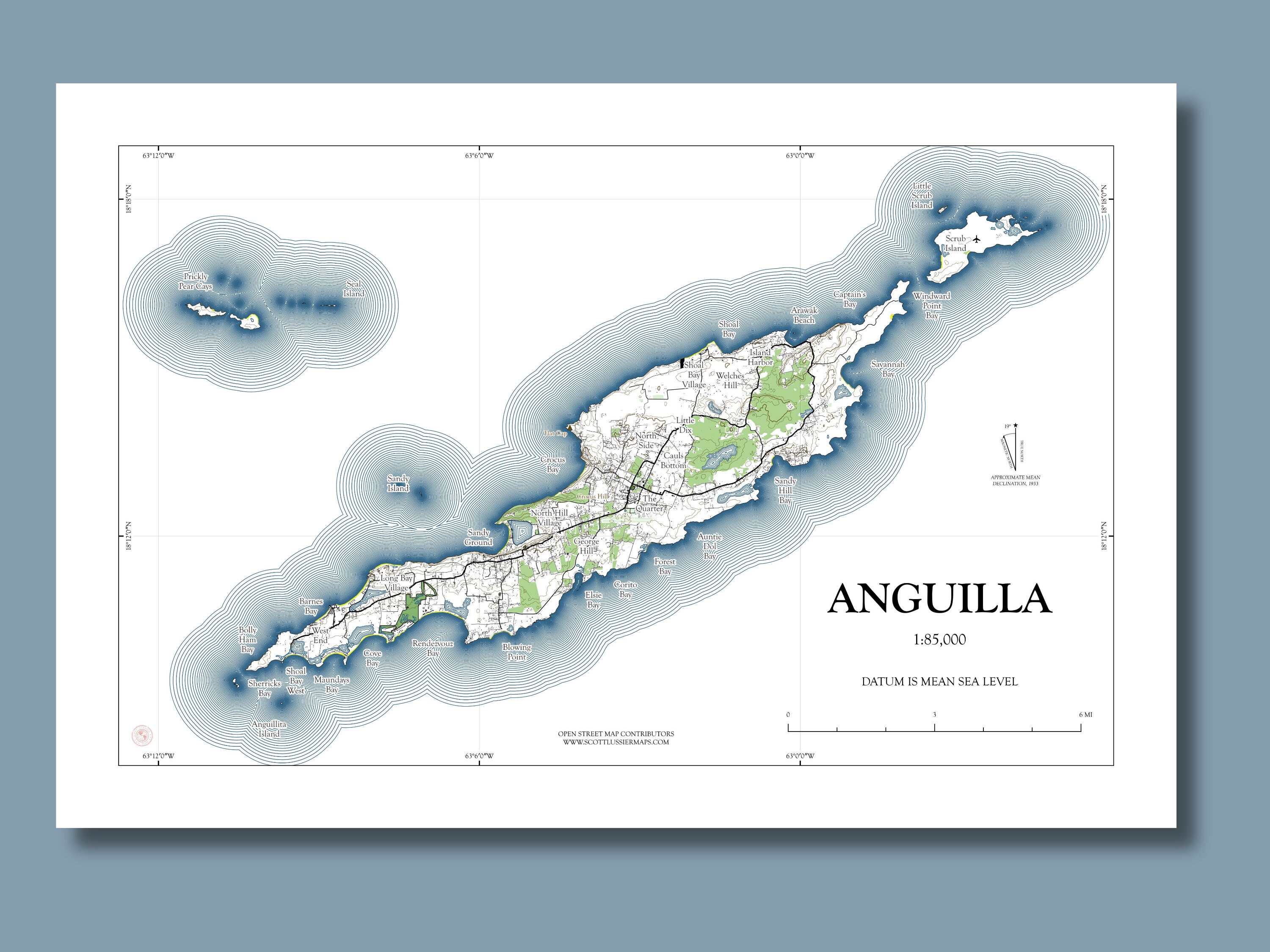 Anguilla Map, Anguilla Island Map, Anguilla Print, Anguilla Map Art ...