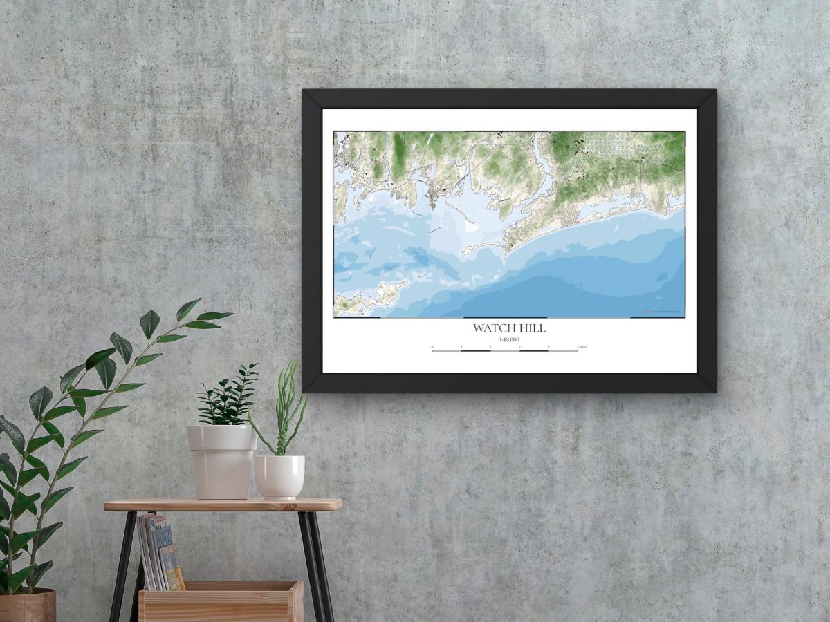Map of Watch Hill Rhode Island Map Art Print: Coastal Travel Decor ...