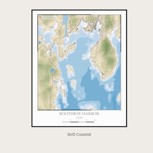 Map of Boothbay Harbor Maine Map Art Print Poster CHART or COASTAL ...