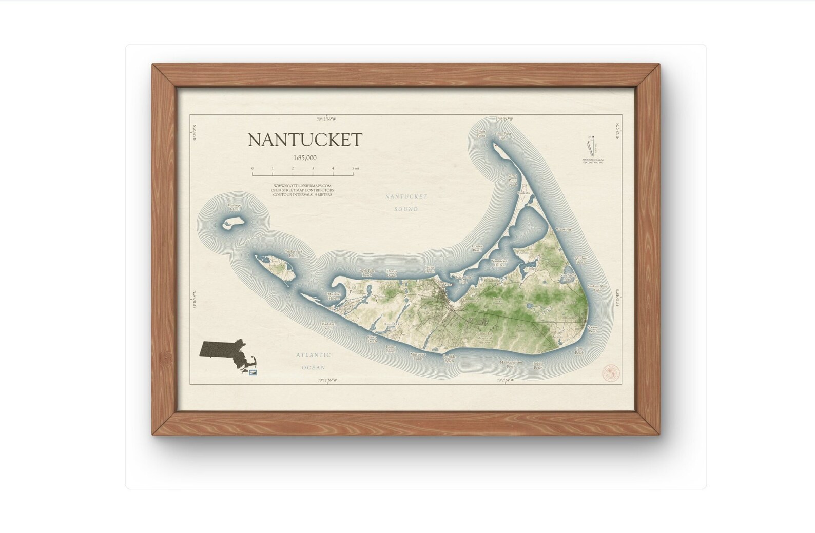 Nantucket Map, Nantucket Island Map, Nantucket Island Print, Nantucket ...