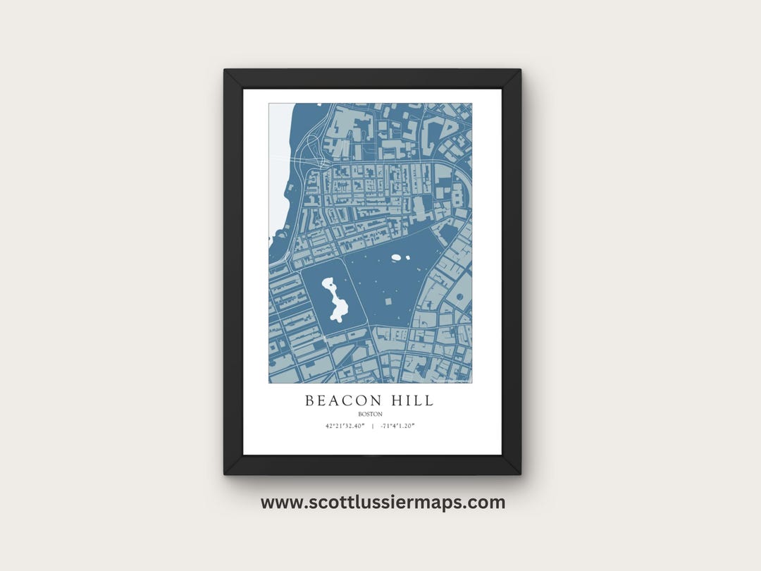 Neighborhood Map of Beacon Hill Mass Boston MA Minimal Style Wall Art ...
