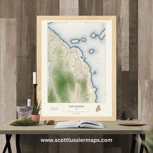 Bar Harbor Map VINTAGE Maine ME Print Art Wall Decor Travel Memory ...