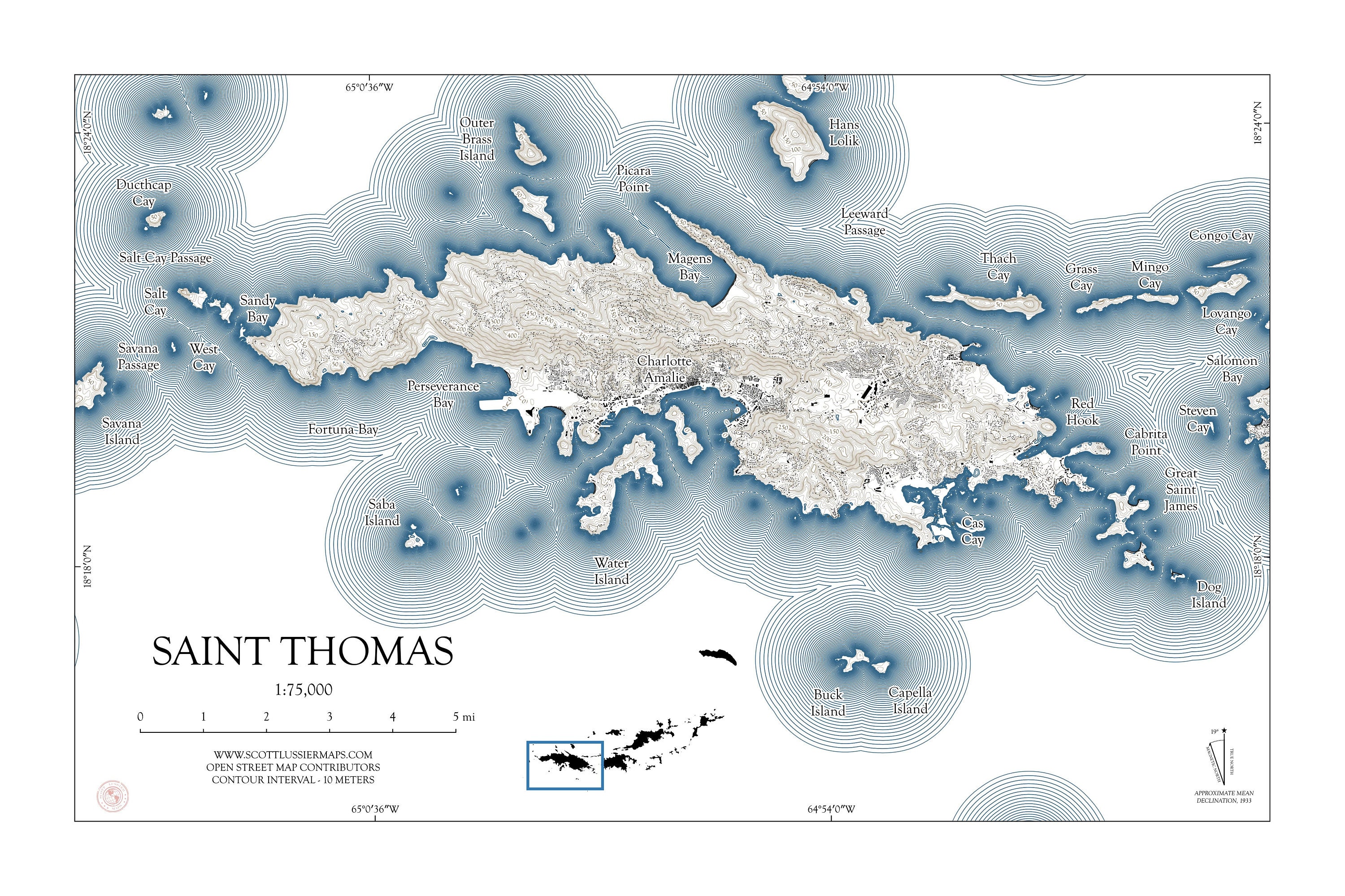 St Thomas Map, Saint Thomas Print, Art, Saint Thomas Wall Art, Wall Art ...
