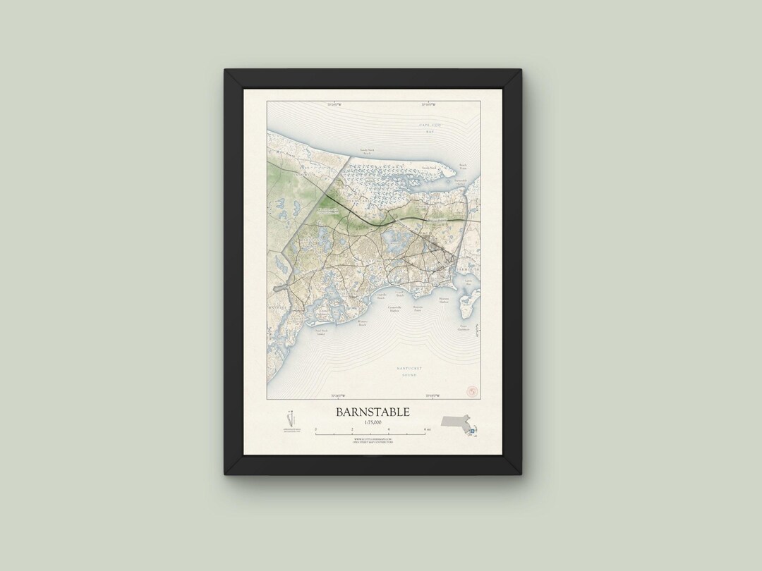Barnstable Cape Cod Massachusetts Map Art Print Travel Poster VINTAGE ...