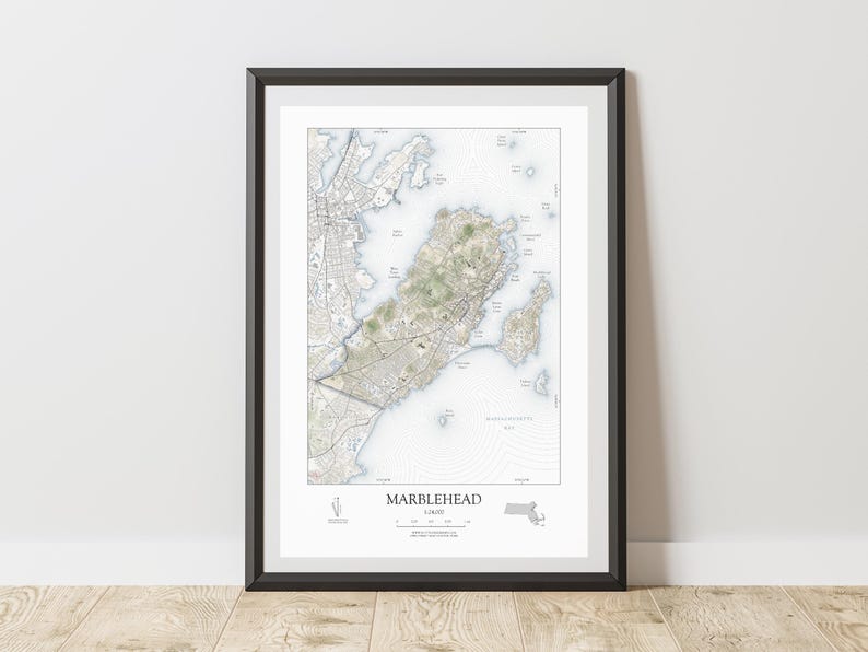 Map of Marblehead Massachusetts Map Print: SHORELINE Style Travel ...