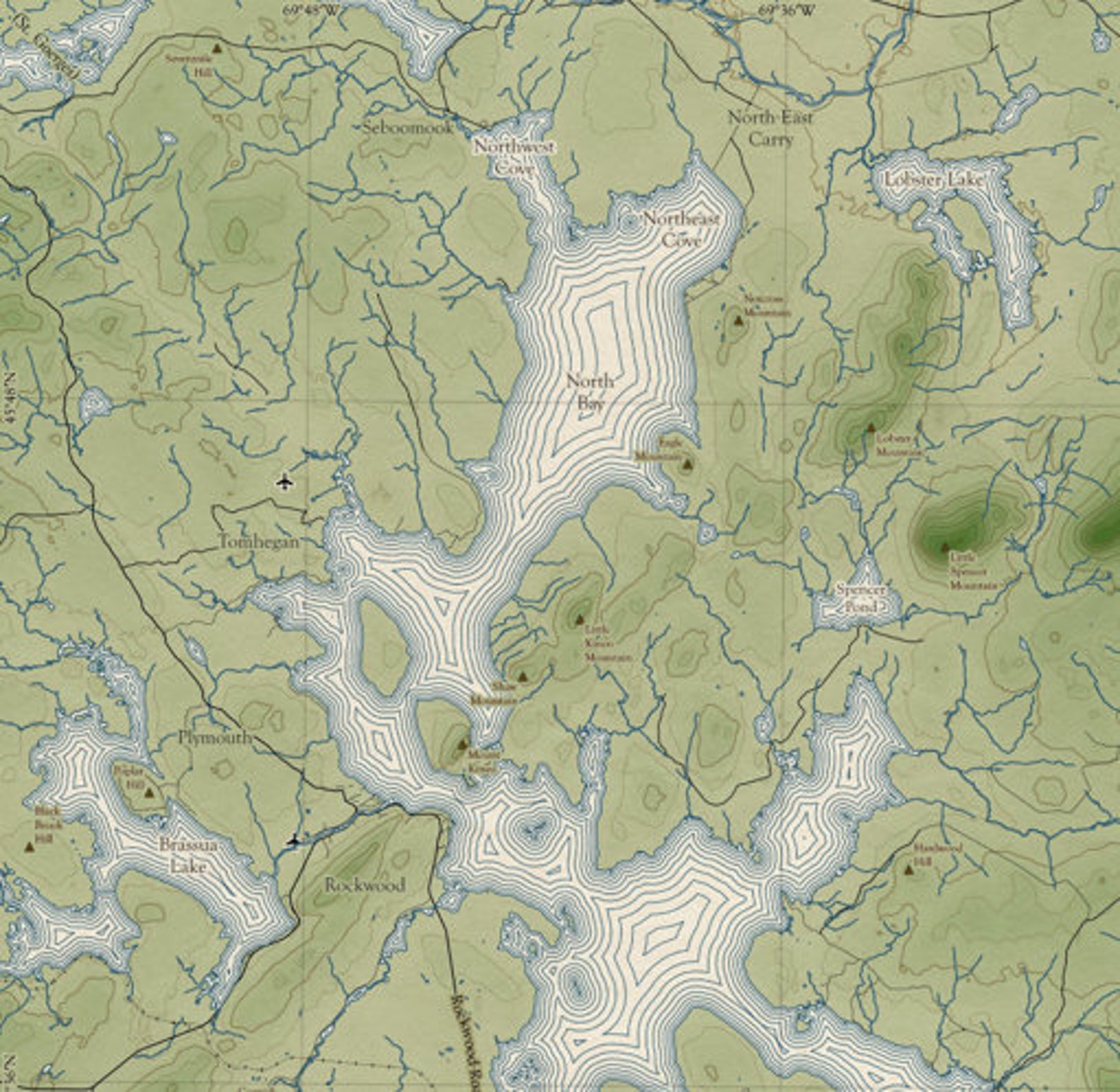 Moosehead Lake Map, Moosehead Lake, Maine, Moosehead Lake Map Print ...