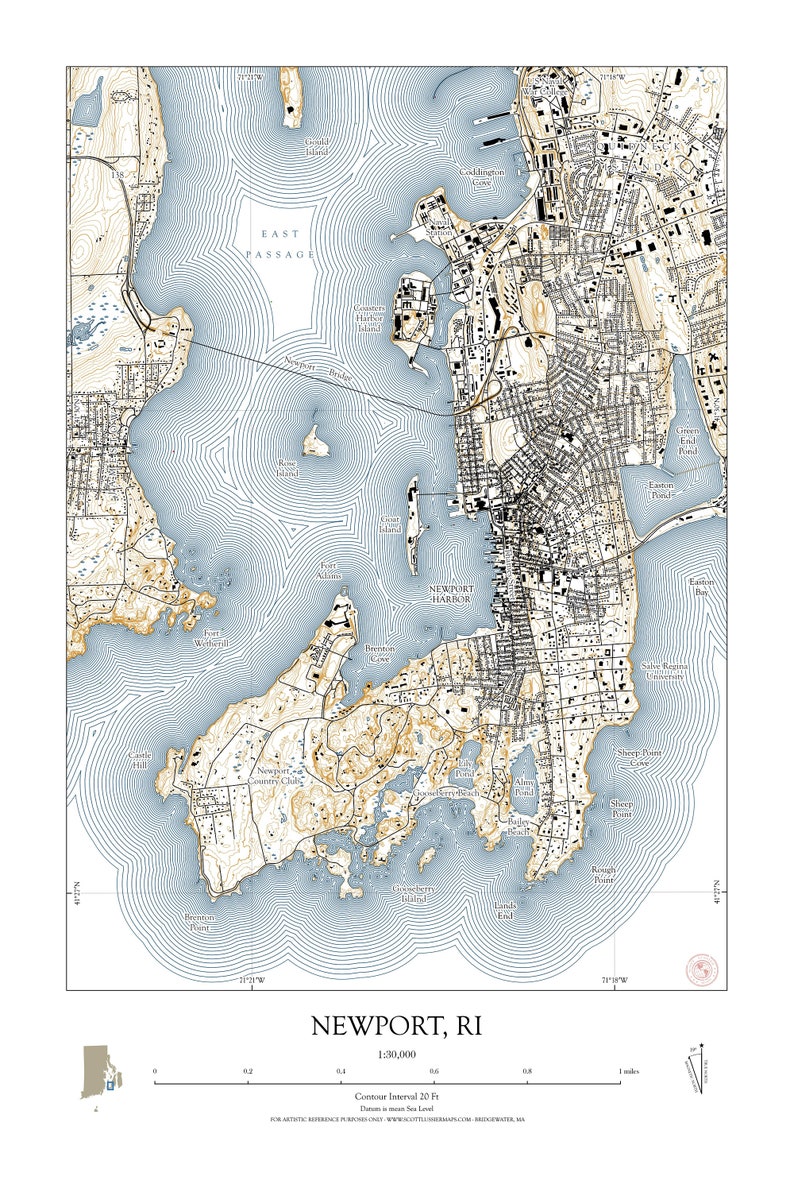 Newport Map, Newport Rhode Island Map, Newport Map Print, Newport Map Art, Newport Wall Art ...
