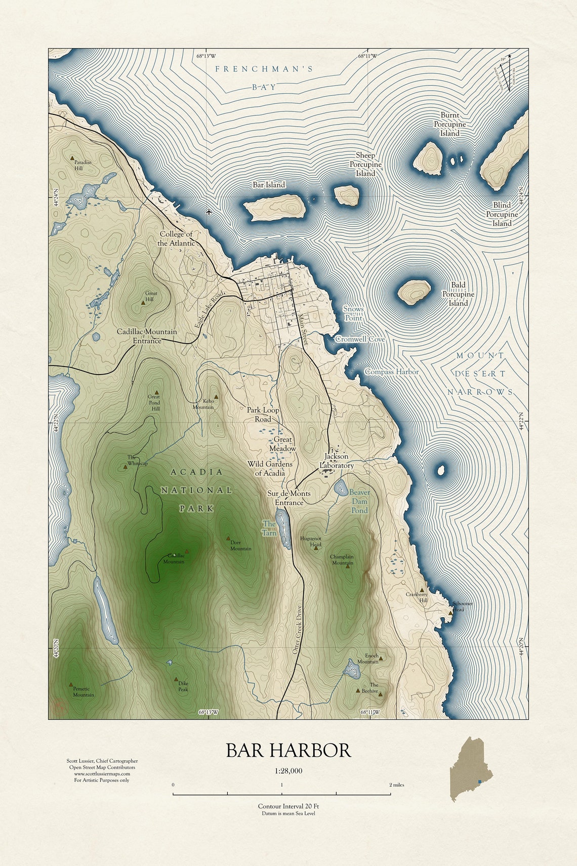 Bar Harbor Map, Bar Harbor, Maine, Maine Map, Maine, City Map, Town Map ...