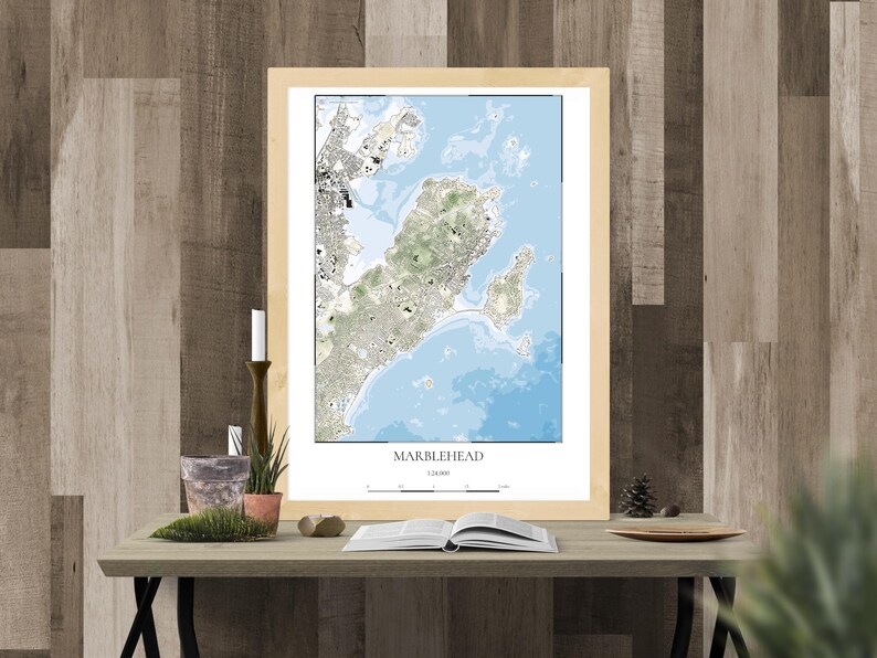 Marblehead Massachusetts Map Print: Coastal Style Travel Poster Travel ...