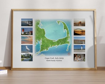 Cape Cod Watercolor Map - Etsy