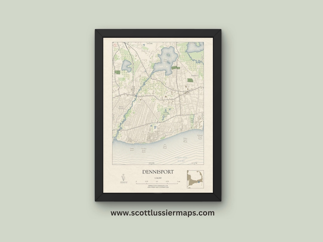 Dennisport Map VINTAGE Mass Print Art Wall Decor Travel Memory ...