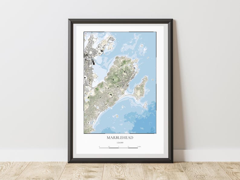 Marblehead Massachusetts Map Print: Coastal Style Travel Poster Travel ...