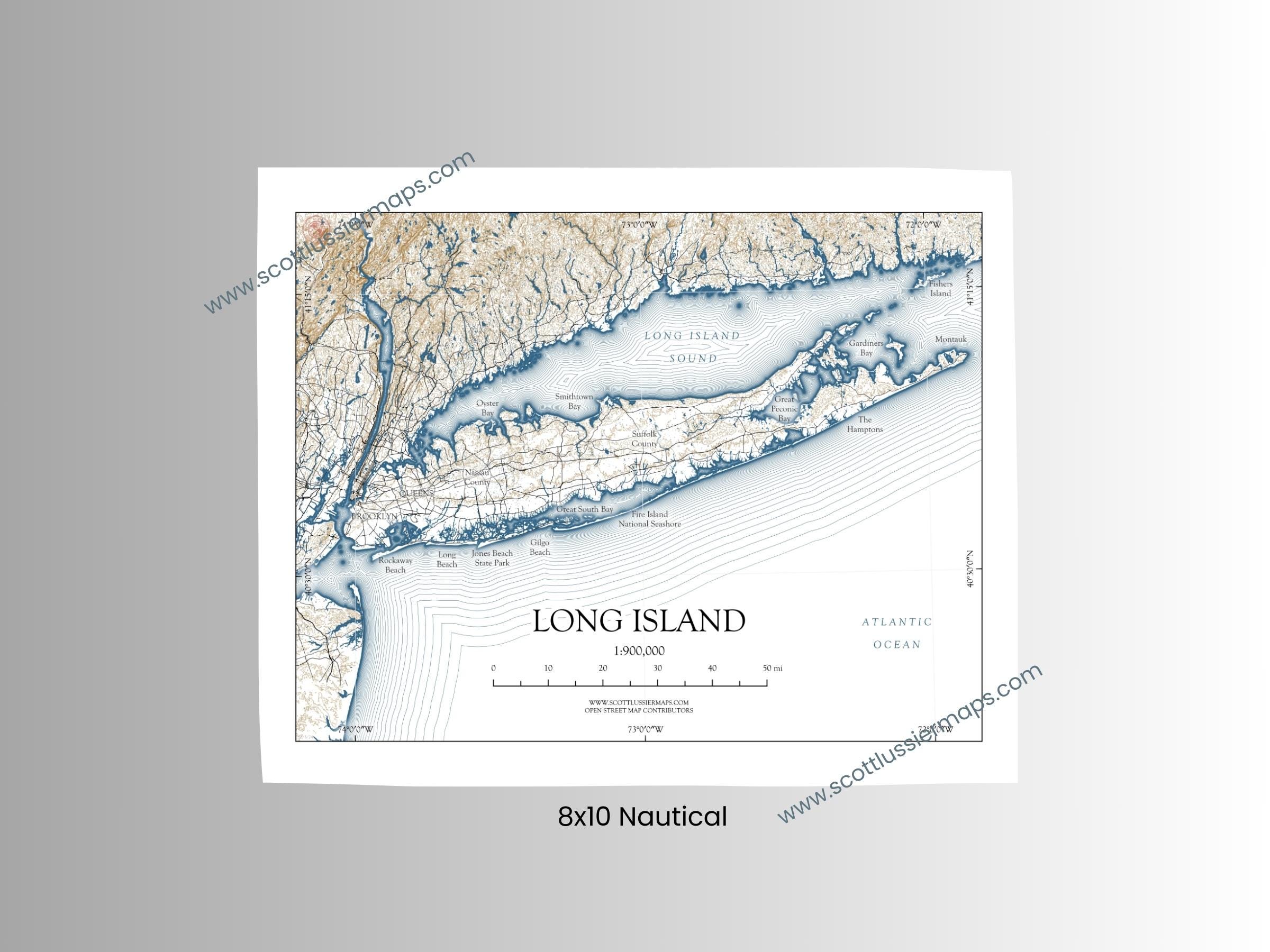 Map of Long Island New York Map Print: Vintage or Nautical Art Poster ...