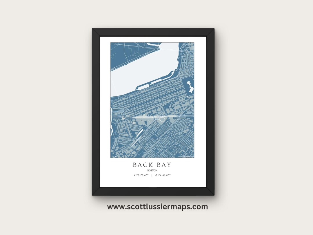 Map of Back Bay Boston Wall Art Print Poster Travel Home Decor ...