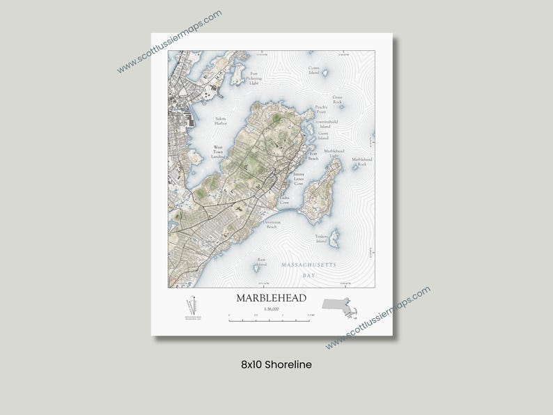 Map of Marblehead Massachusetts Map Print: SHORELINE Style Travel ...