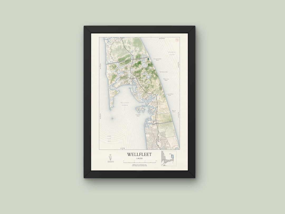 Wellfleet Cape Cod Mass Map VINTAGE Print Art Wall Decor Travel Memory ...