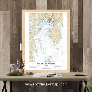 Boothbay Harbor Maine Map Art Print Poster Chart, Coastal or Vintage ...