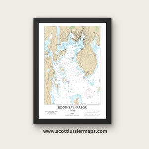 Map of Boothbay Harbor Maine Map Art Print Poster CHART or COASTAL ...