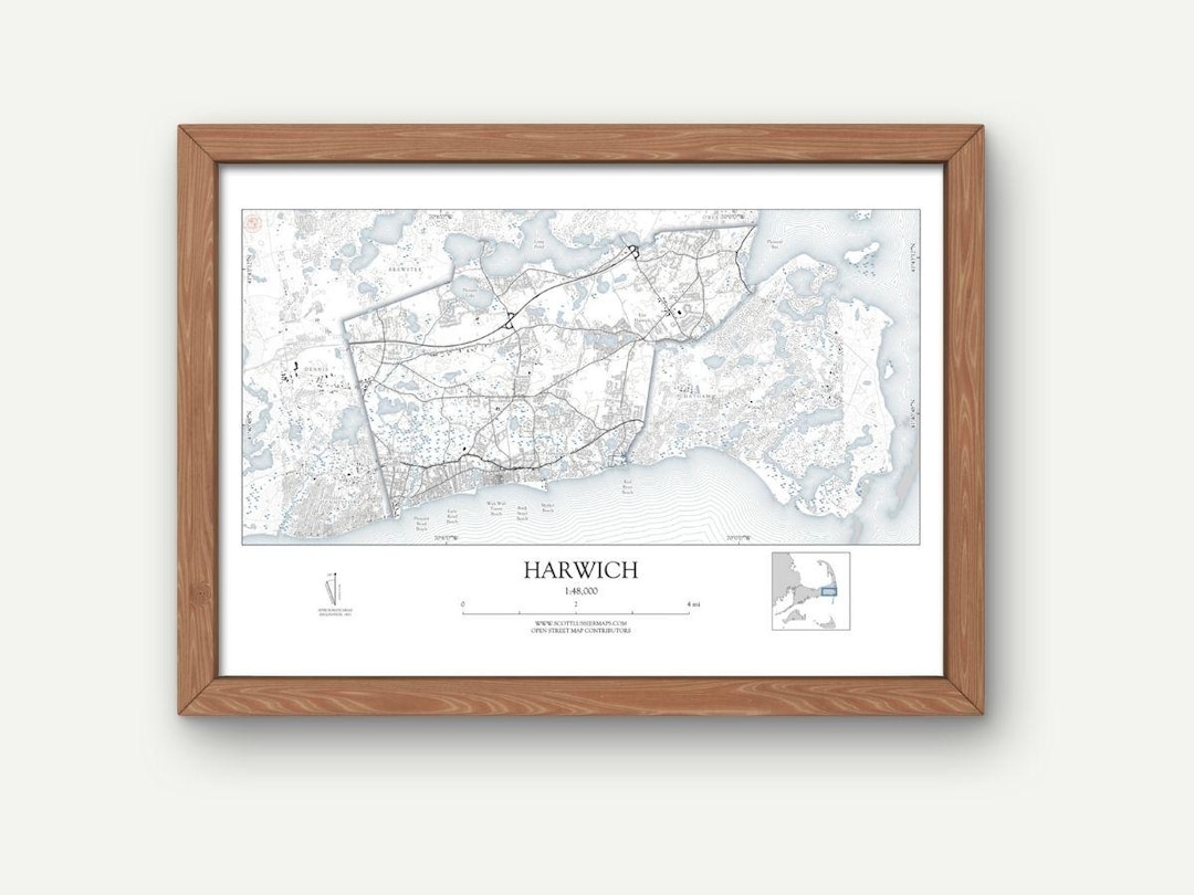 Harwich Cape Cod MA Map NAUTICAL Print Art Wall Deco Poster Travel ...