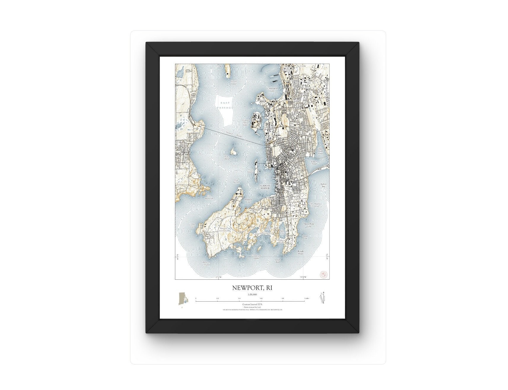 Newport Map, Newport Rhode Island Map, Newport Map Print, Newport Map Art, Newport Wall Art ...