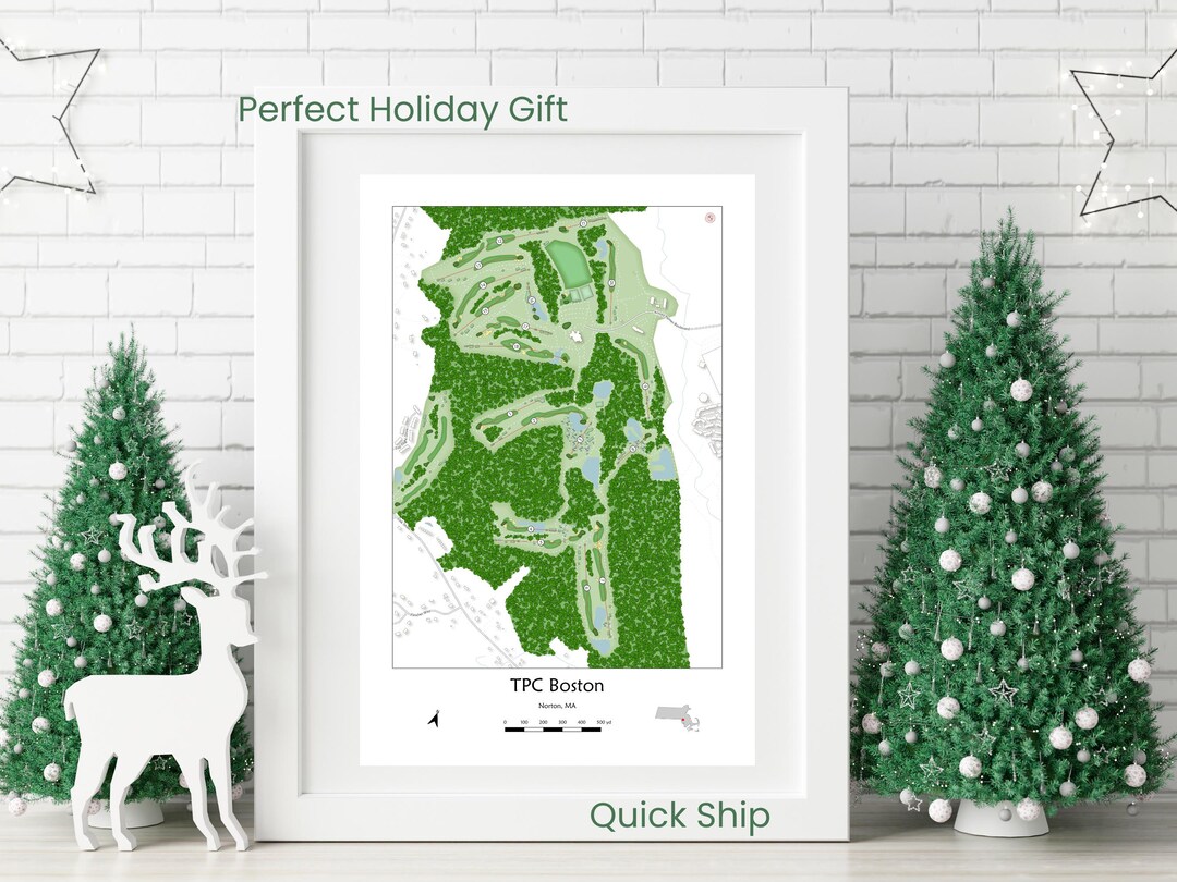 TPC Boston Golf Course Map, Golf Theme Art Print, Golf Gifts for Dad ...