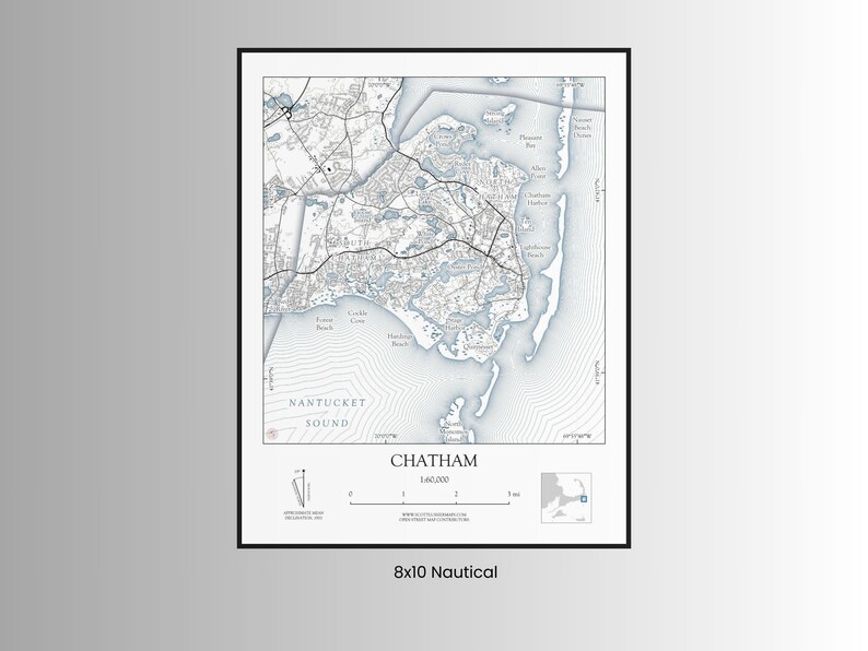 Map of Chatham Cape Cod Map Art Print Travel Poster VINTAGE Style ...