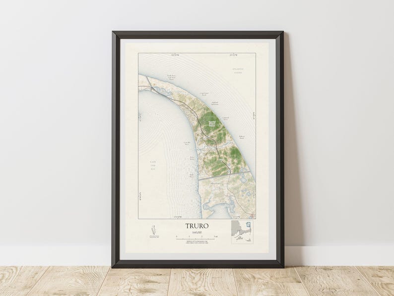 Truro Massachusetts Cape Cod Map Art Print Travel Poster VINTAGE or ...
