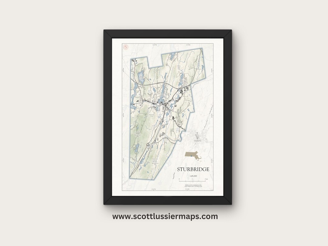 Sturbridge Map VINTAGE Massachusetts Print Art Wall Decor Travel Memory ...