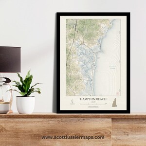 Hampton Beach NH Map VINTAGE Print Art Wall Decor Travel Memory ...
