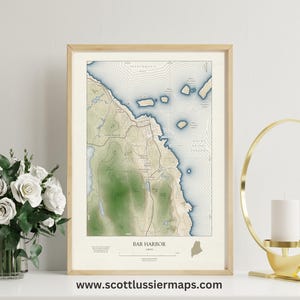 Bar Harbor Map VINTAGE Maine ME Print Art Wall Decor Travel Memory ...