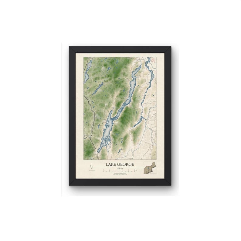 Lake George Map VINTAGE NY Print Art Wall Decor Travel Memory ...